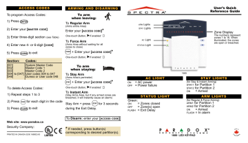 Paradox 1689 LED Keypad User's Quick Reference Guide | Manualzz