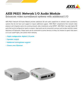AXIS P8221 Network I/O Audio Module Data Sheet | Manualzz