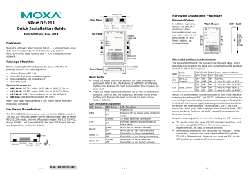Moxa Technologies NPort Express DE-211 Quick Installation Guide | Manualzz