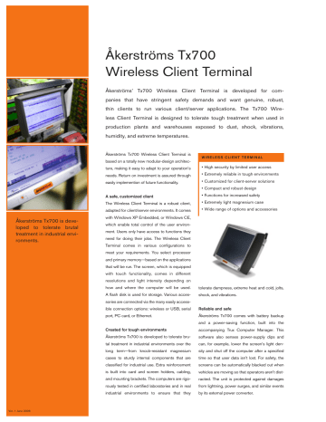 Åkerströms Tx700 Wireless Client Terminal Datasheet | Manualzz