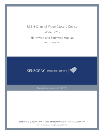 Sensoray 2255/2257 4-channel frame grabber Software Manual | Manualzz