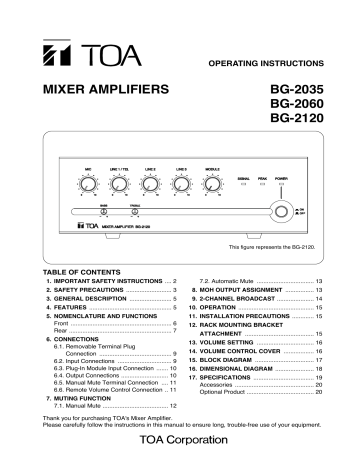 TOA BG-2120 CU manual | Manualzz