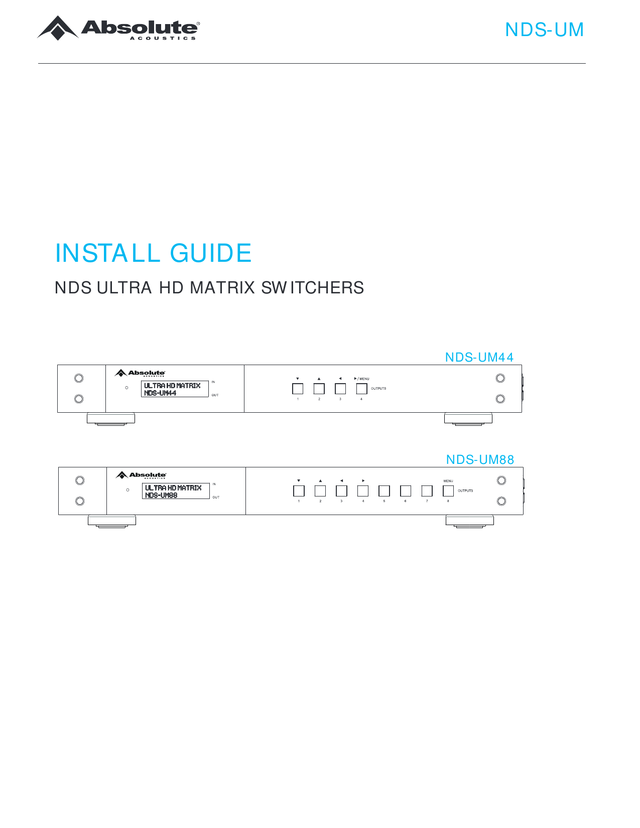 Absolute Acoustics NDS-UM44 Install Manual | Manualzz
