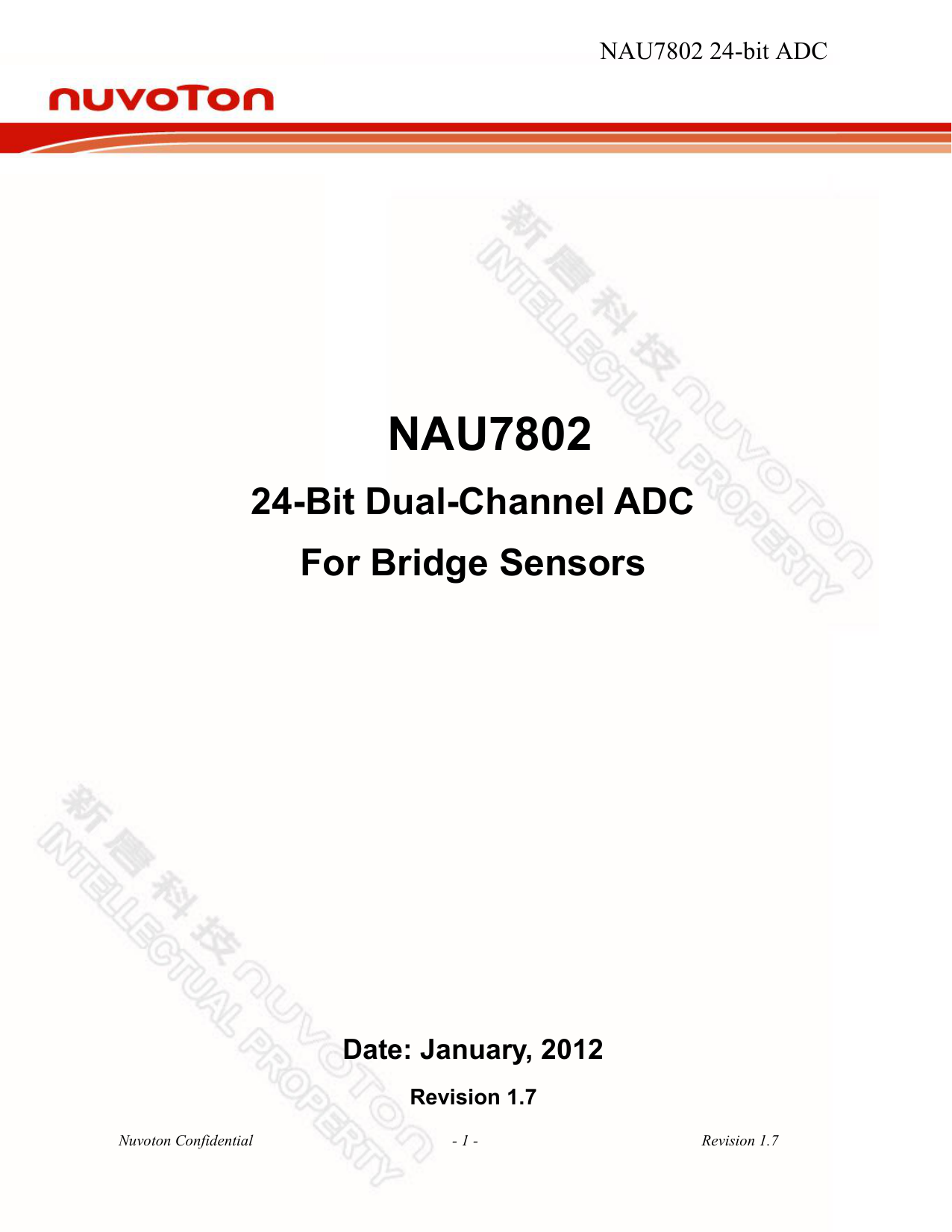 Nuvoton NAU7802 Data Sheet | Manualzz