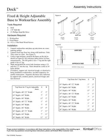 Kimball 2700492 Dock - Training Bases Assembly Instructions | Manualzz