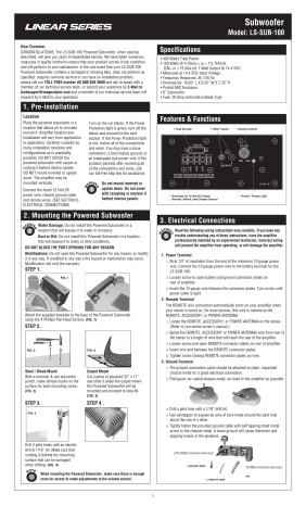 Linear Series LS-SUB-100 User manual | Manualzz