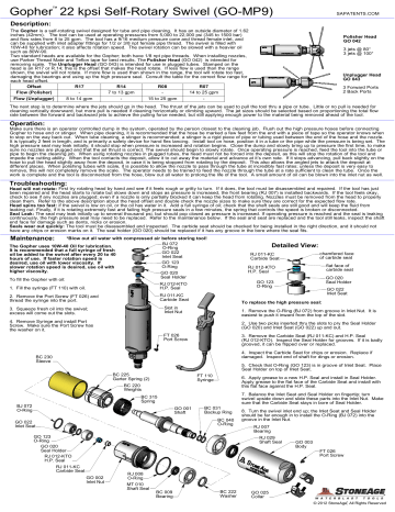 StoneAge Gopher MP9 Self-Rotary Swivel User Manual | Manualzz