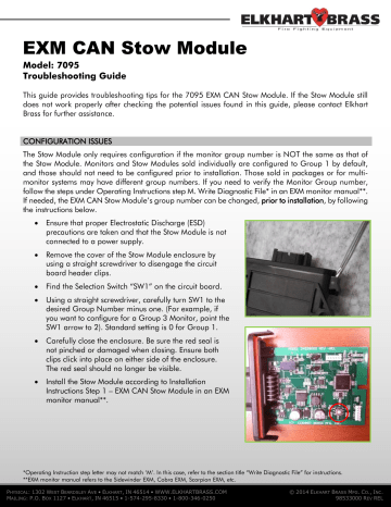Elkhart Brass EXM Stow Module Troubleshooting Guide | Manualzz