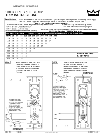 Dormakaba 9000 Installation instructions | Manualzz
