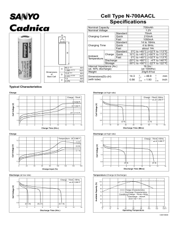 Sanyo Cadnica N-700AAC Specifications | Manualzz