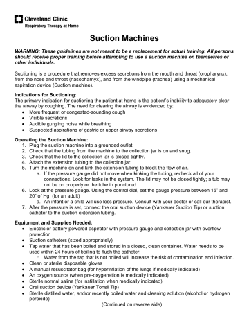 Suction machines User Guide | Manualzz