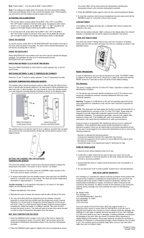 Westclox Alarm Clock 70034 User Manual | Manualzz