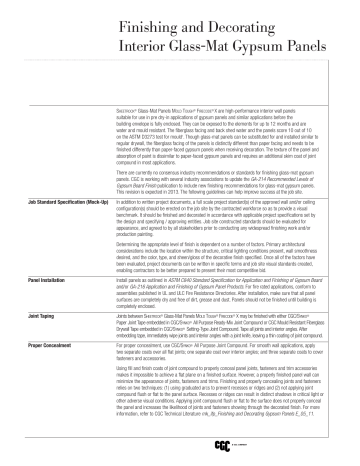 USG SHEETROCK® Glass-Mat Panels Mold Tough® FIRECODE® X Installation ...