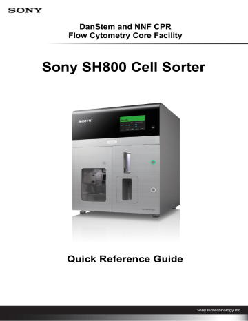 Sony SH800 Cell Sorter Quick Reference Guide | Manualzz