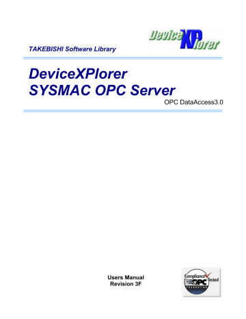 TAKEBISHI SYSMAC OPC Server DeviceXPlorer Users Manual | Manualzz