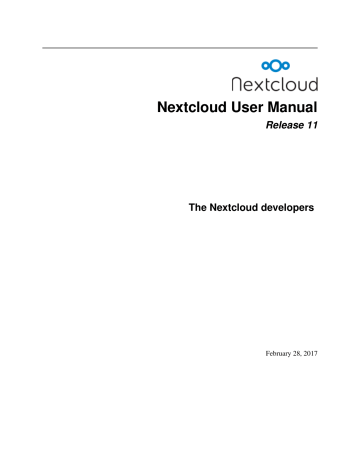 Nextcloud Software 11 User Manual | Manualzz