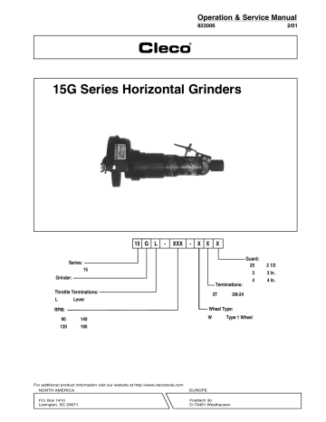 Cleco 15GL90W Operation & Service Manual | Manualzz