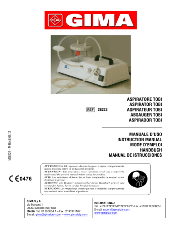 Gima 28222 TOBI SUCTION ASPIRATOR Owner's Manual | Manualzz