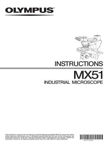 Olympus MX51 Industrial Microscope Instruction Manual | Manualzz