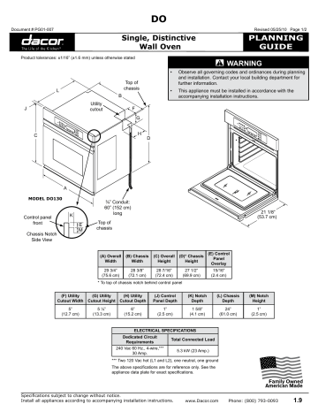 Dacor Wall Oven DO130 Planning Guide | Manualzz