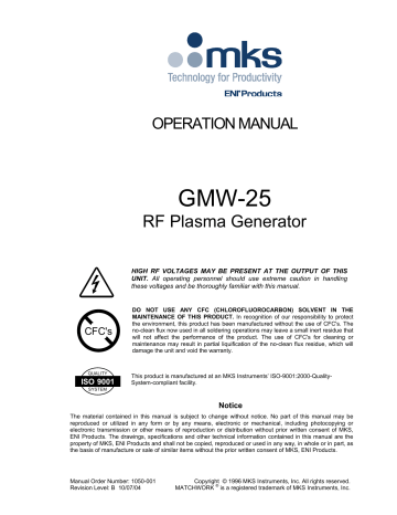 MKS GMW-25 Operation Manual | Manualzz