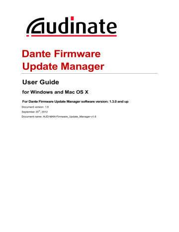 Dante Firmware Update Manager User Guide | Manualzz