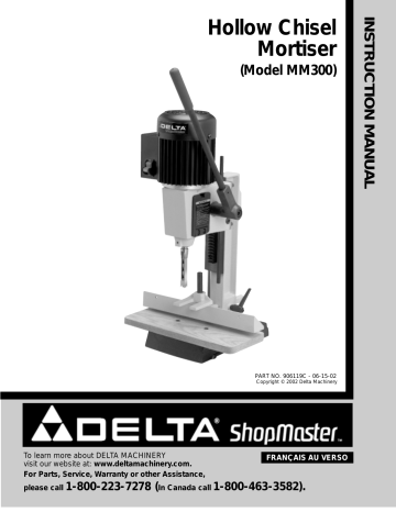 hollow chisel mortiser parts | Manualzz