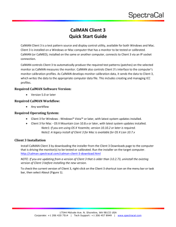 SpectraCal CalMAN Client 3 Quick Start Guide | Manualzz