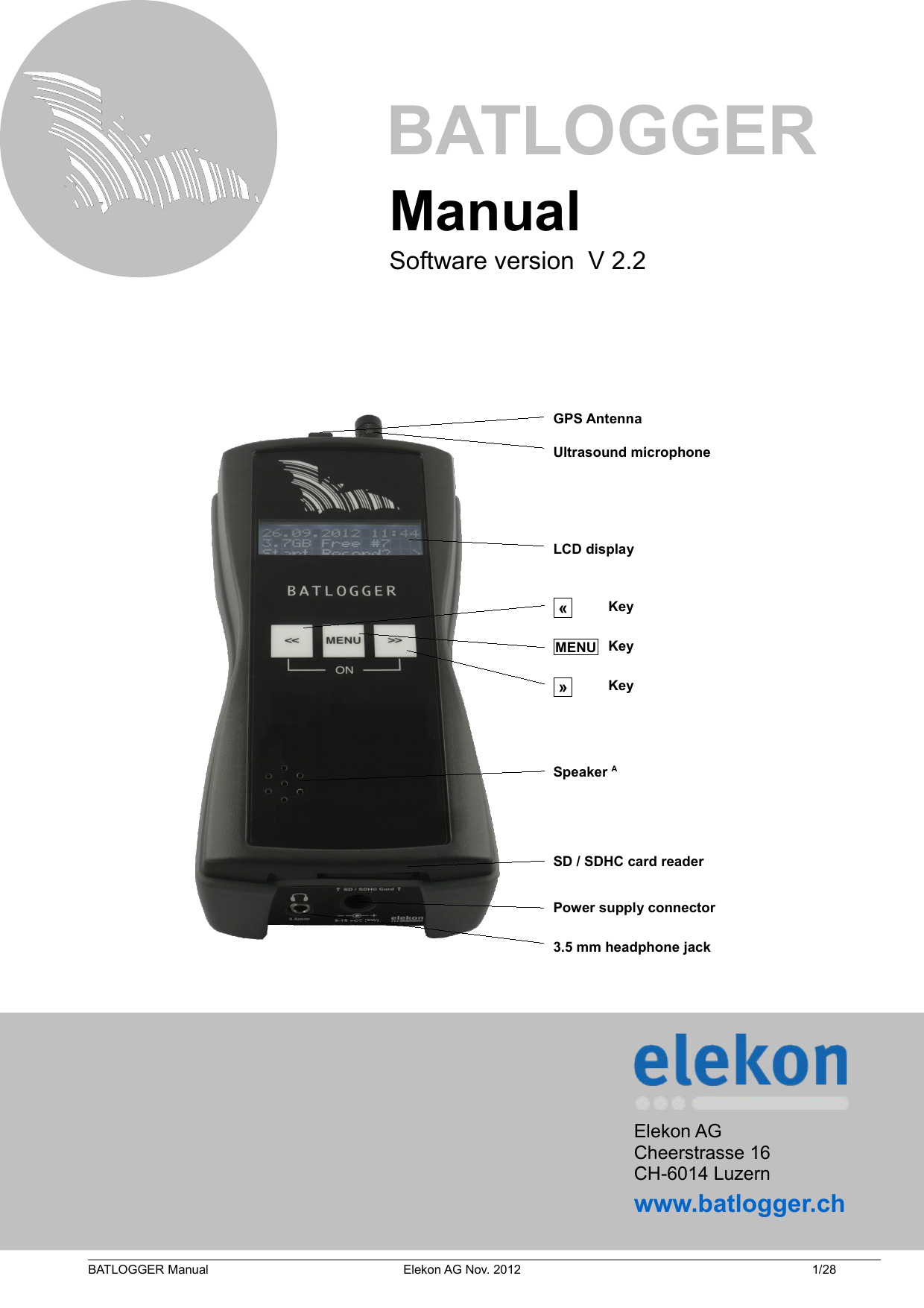 ELEKON BATLOGGER manual | Manualzz