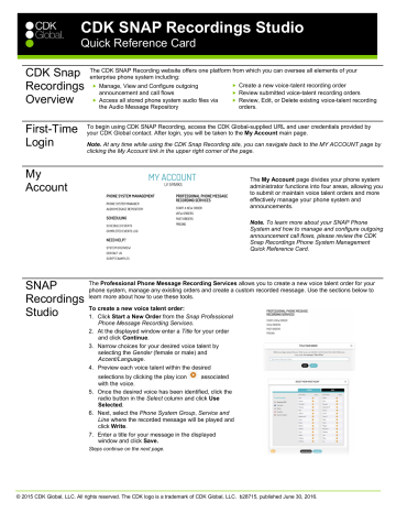 CDK Global Phone System Recording Quick Reference Card | Manualzz