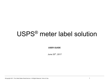 USPS meter label solution software User Guide | Manualzz