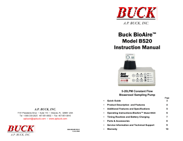 Buck BioAire B520 Instruction manual | Manualzz