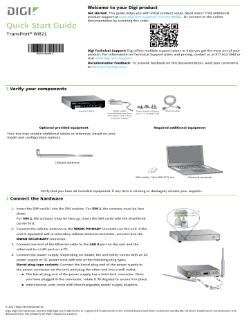 Cellular Router TransPort WR21 Quick Start Guide | Manualzz