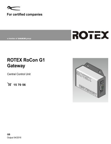 ROTEX RoCon G1 Gateway Installation Manual | Manualzz