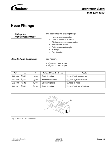 Nordson Fittings, Hose and Hydraulic Owner's Manual | Manualzz