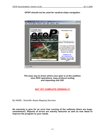 Ocean Floor Observation Protocol OFOP User Manual | Manualzz