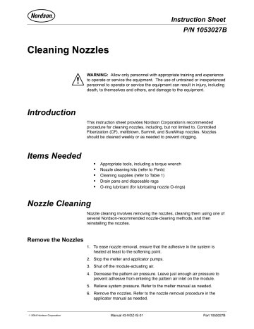 Nordson Nozzles Instruction Sheet | Manualzz