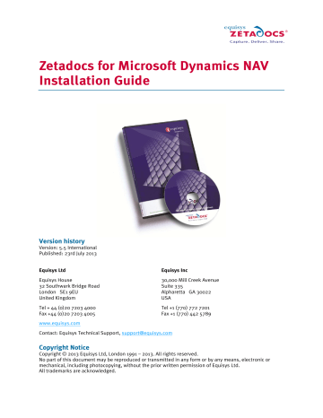 Zetadocs for Microsoft Dynamics NAV Installation Guide | Manualzz