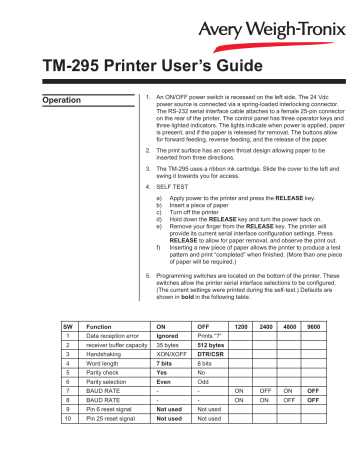 Avery Weigh-Tronix Epson TM-295 User's guide | Manualzz