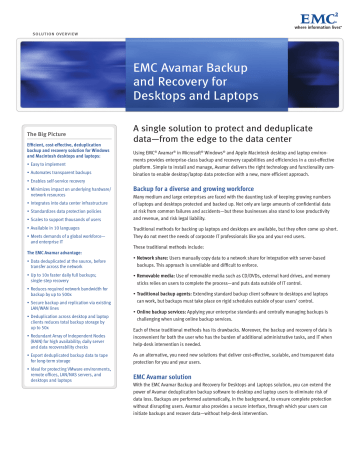 EMC Avamar Backup Recovery Software Solution Overview | Manualzz