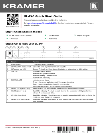 Kramer SL-240 Quick start manual | Manualzz