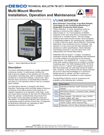Desco 19651 Installation, Operation and Maintenance Manual | Manualzz