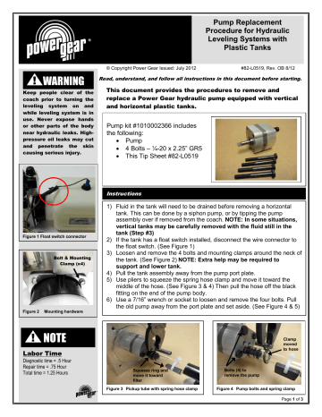 Hydraulic Leveling System Pump - Instruction Manual | Manualzz