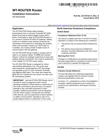 WT-ROUTER WT-ROUTER Installation Instructions | Manualzz