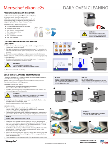 Merrychef eikon e2s Oven Cleaning Instructions | Manualzz