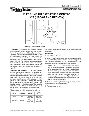 Heat Pump Mild Weather Control UPC-65, UPC-65X Instruction | Manualzz