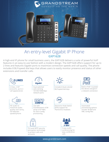 Grandstream GXP1628 Datasheet | Manualzz