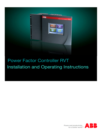 ABB Power factor controller RVT RVT6, RVT12, RVT12-3P Installation and ...