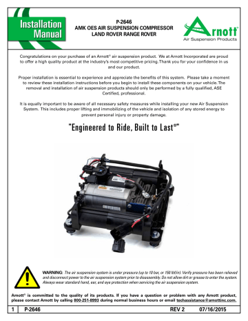 Air Suspension Compressor AMK OES Installation Manual | Manualzz