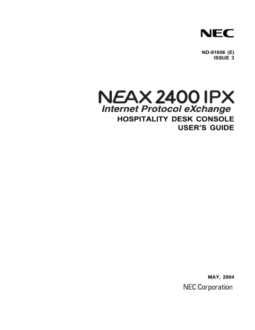 Hospitality Desk Console NEAX 2400 IPX User's Guide | Manualzz